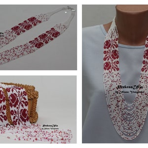White Gerdan Red Roses Gerdan Gerdan Necklace Red Roses Beaded Necklace ...