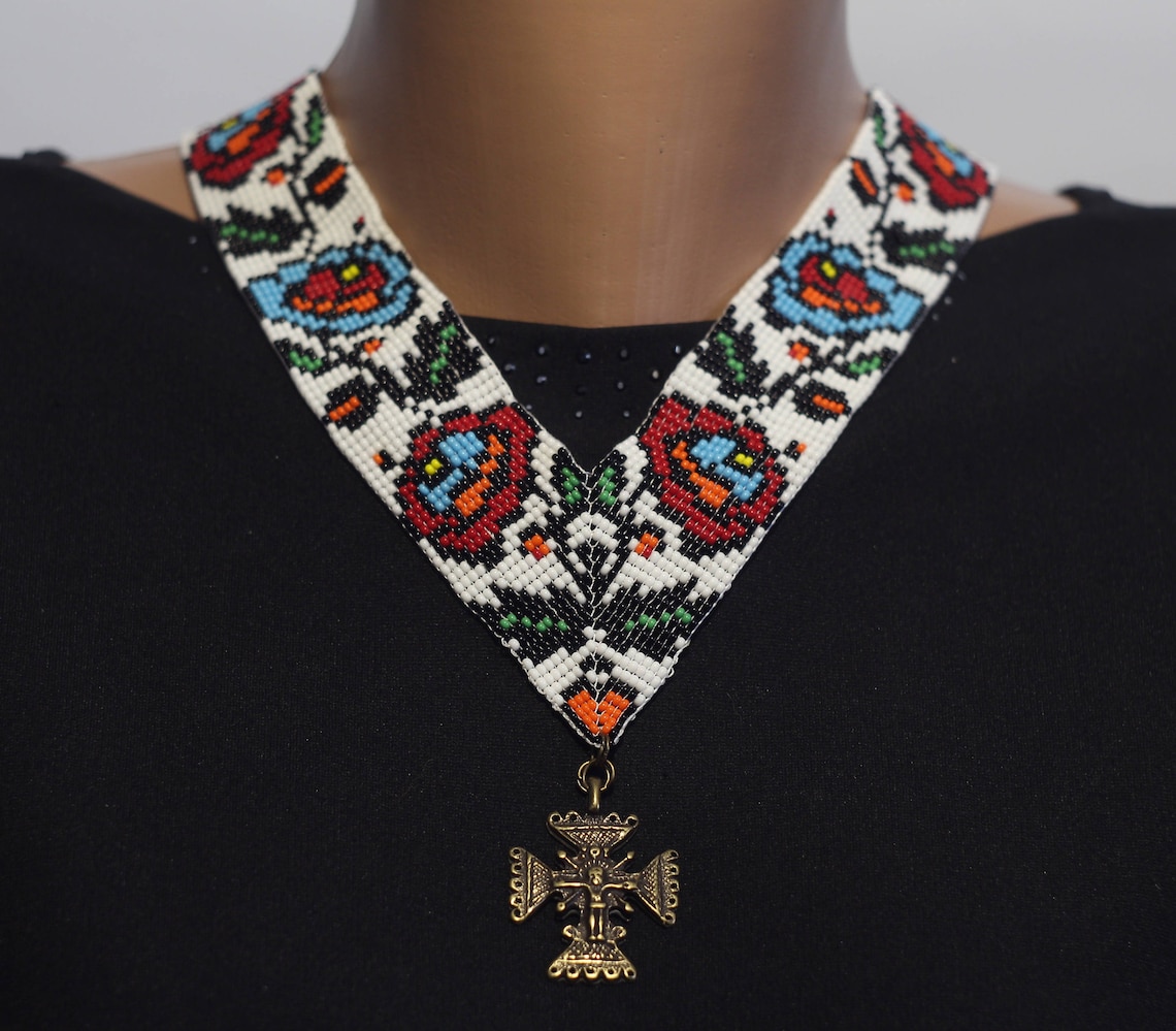 Flowers Gerdan Gerdan Gift Ukrainian Seed Bead Gerdan Necklace - Etsy