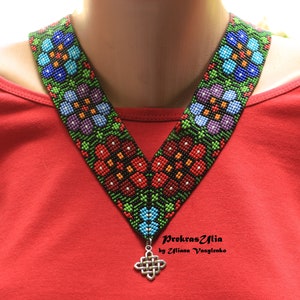 Buy Flowers Seed Bead Gerdan Necklace Traditional Ukrainian Gerdan ...