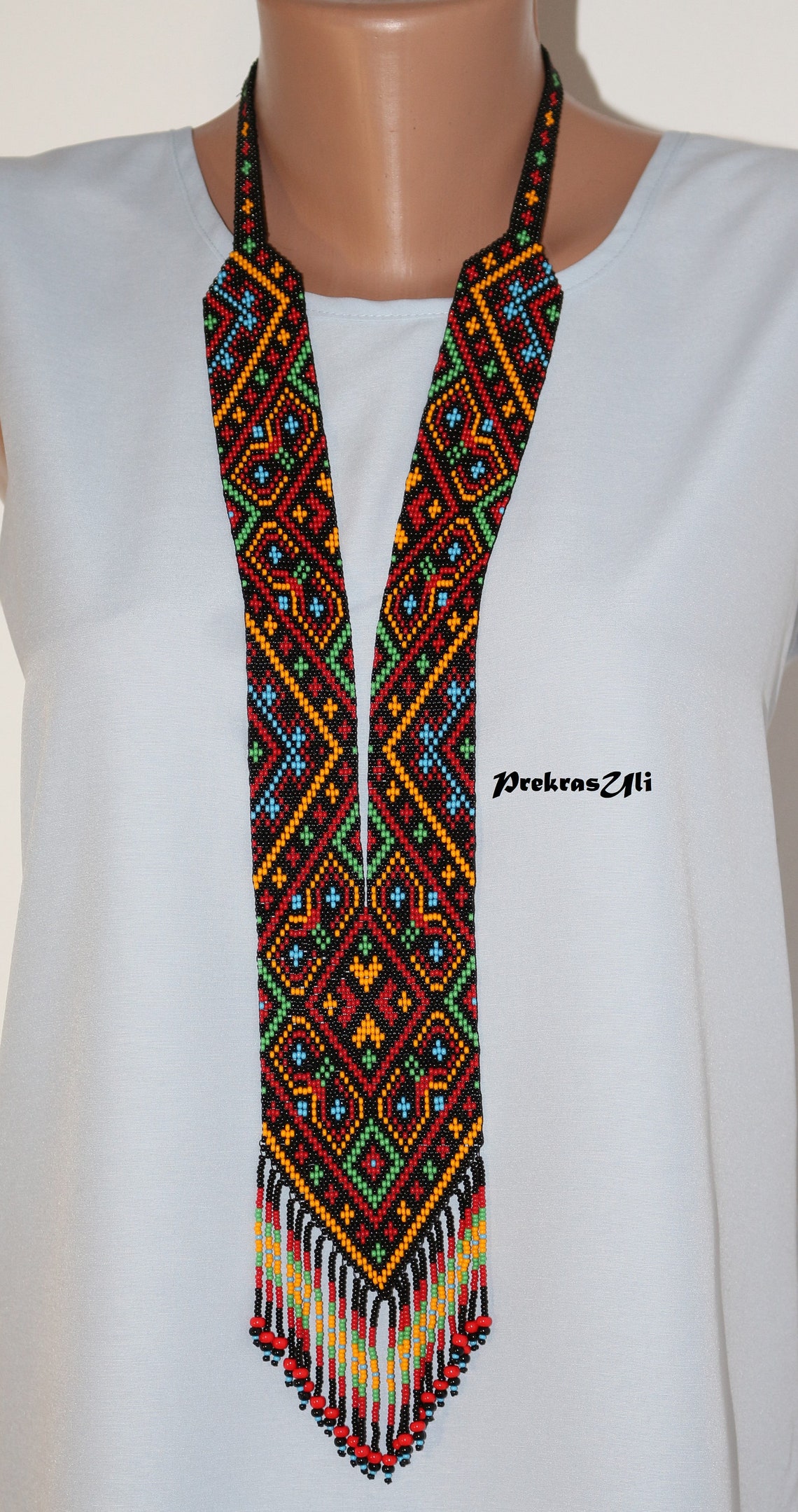 Traditional Ukrainian Gerdan Handmade Glass Beaded Necklace | Etsy