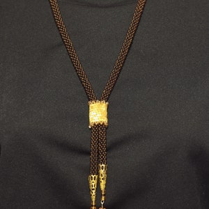 Honey Lariat Tie Bolo Beaded Lariat Necklace Brown Lariat - Etsy