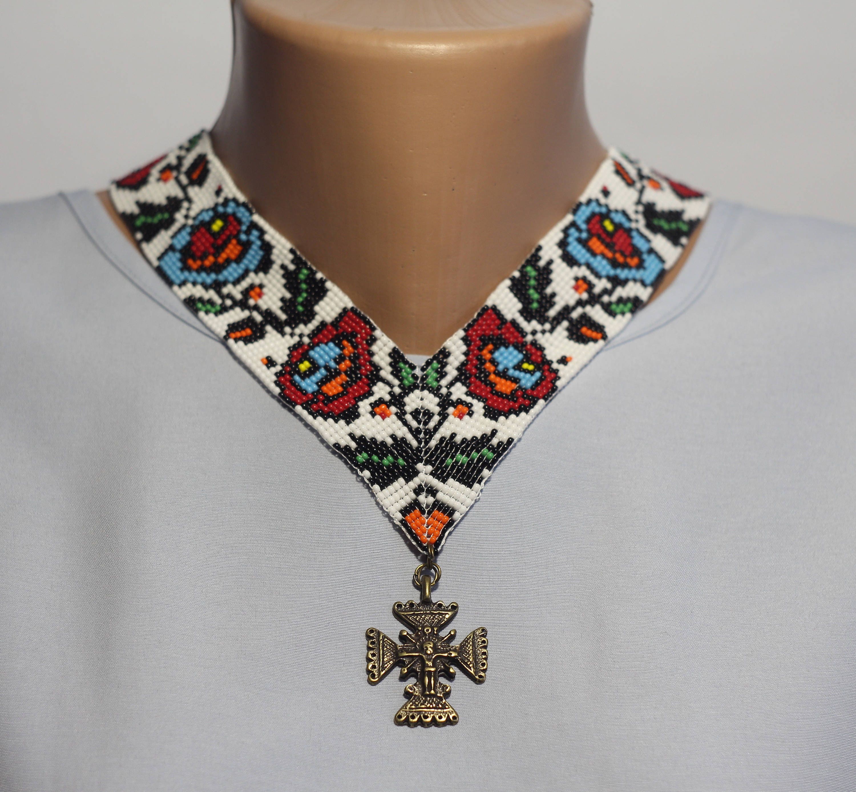 Flowers Gerdan Gerdan Gift Ukrainian Seed Bead Gerdan Necklace - Etsy