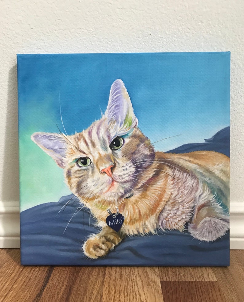 Custom Cat Painting Custom Cat Portrait Cust Pet Painting - Etsy