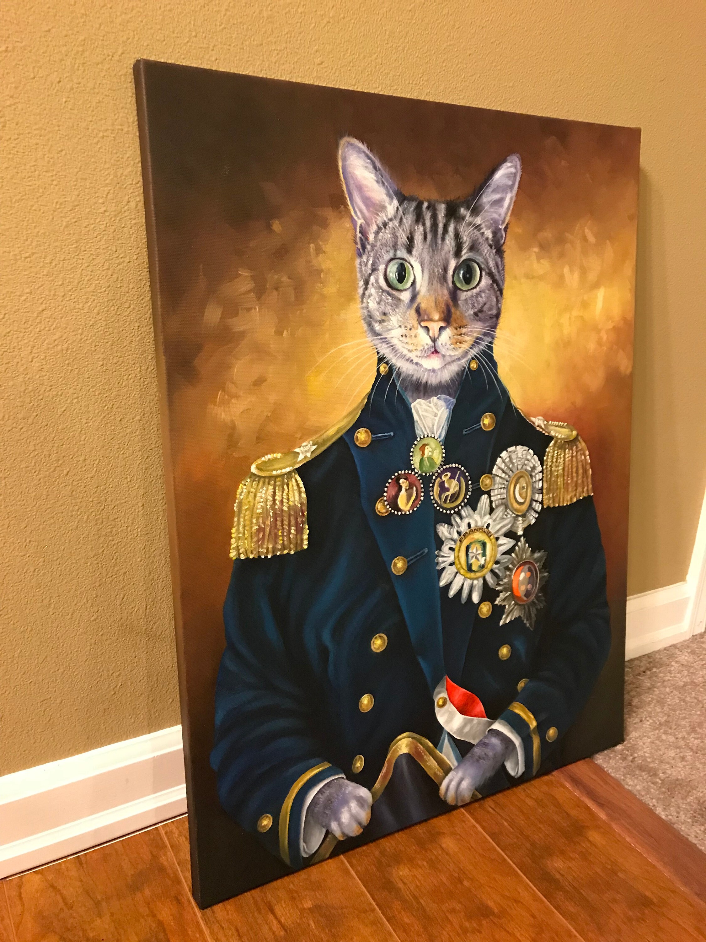 Custom Pet Painting Custom Pet Portrait Cat in Military - Etsy Denmark