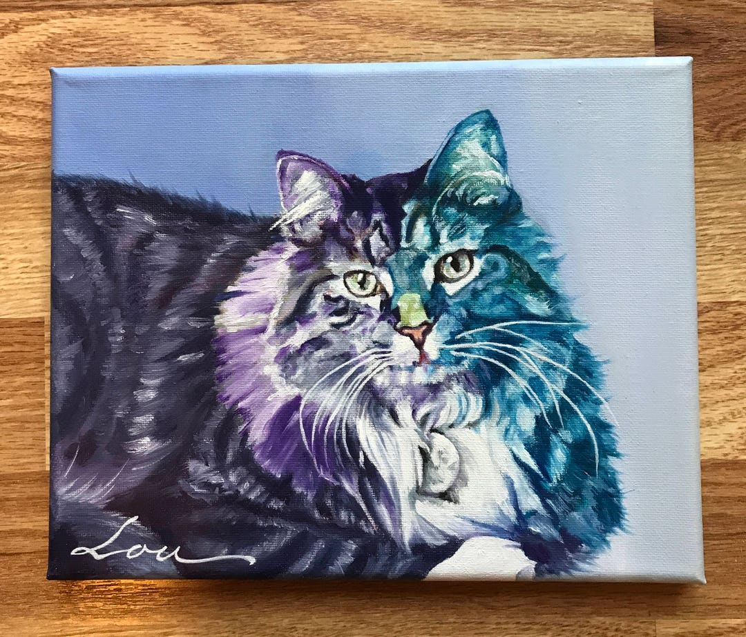 Custom Cat Painting, Custom Cat Portrait, Custom Animal Painting, Pet ...