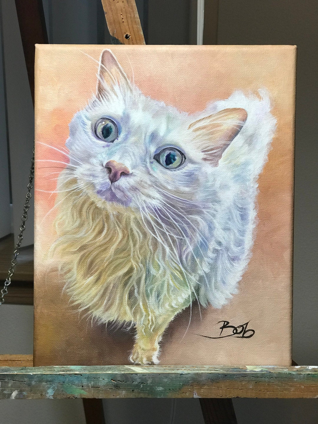 Custom Cat Painting, Custom Cat Portrait, Cat Canvas Art, Pet Loss Gift ...