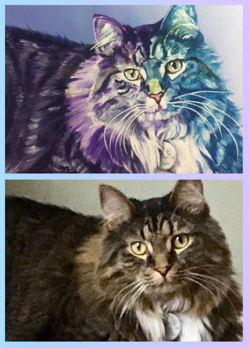Custom Cat Painting, Custom Cat Portrait, Custom Animal Painting, Pet ...