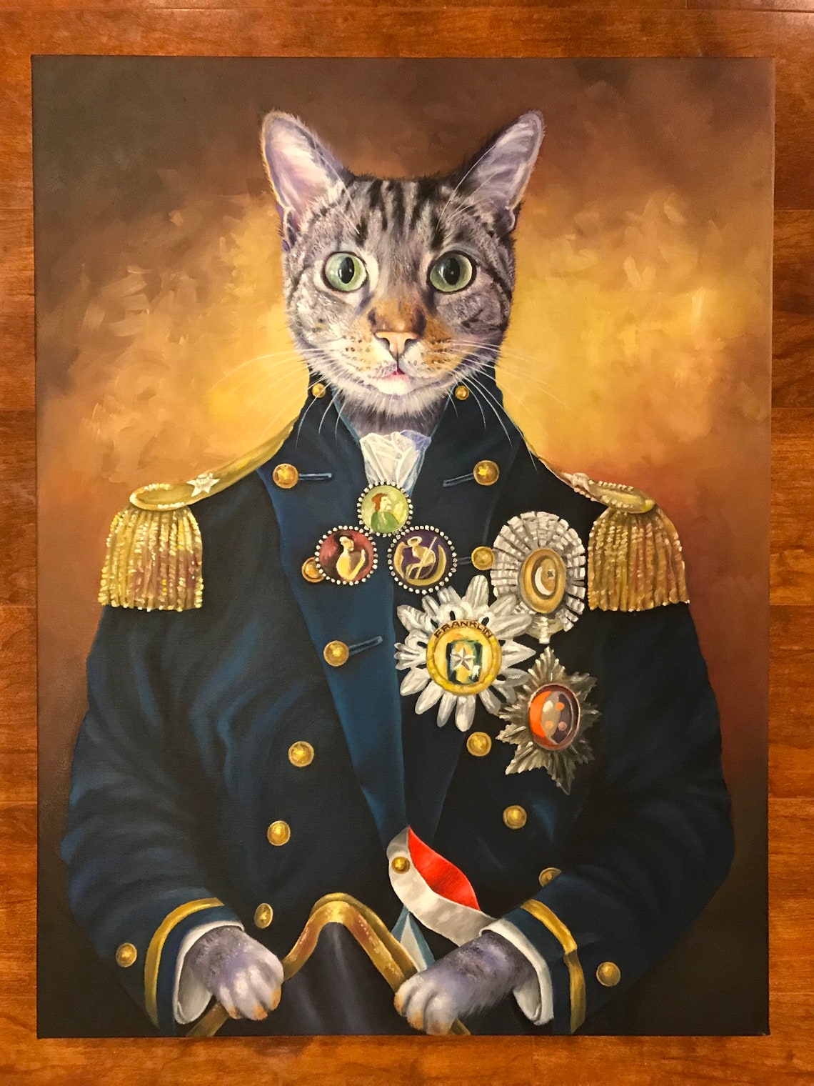 Custom Pet Painting Custom Pet Portrait Cat in Military - Etsy Denmark