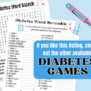DIABETES WORD SEARCH Printable Game for Patients, Nurses, Doctors ...