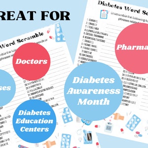 Diabetes Word Scramble Game: Healthcare Activity (instant Download) - Etsy
