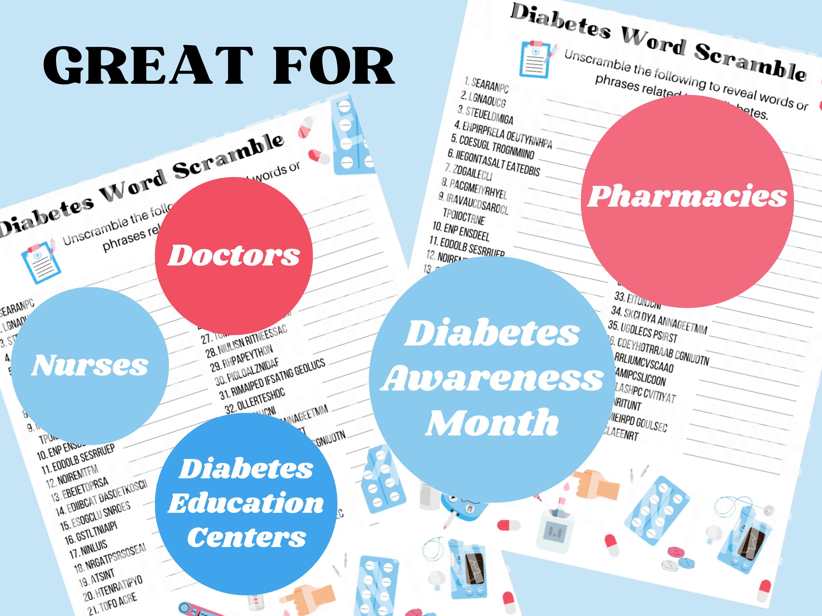 Diabetes Word Scramble Game: Healthcare Activity (instant Download) - Etsy
