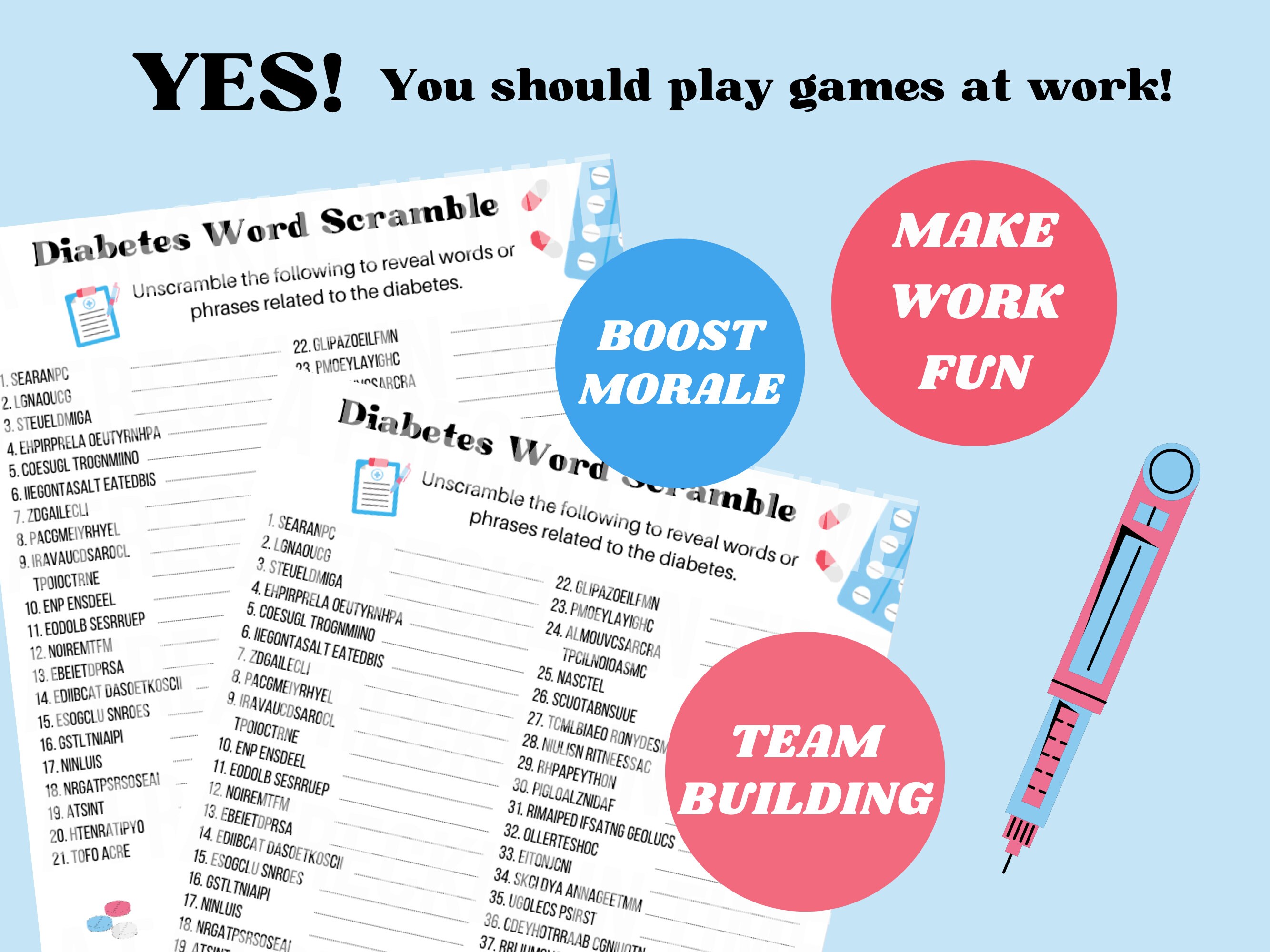 Diabetes Word Scramble Game: Healthcare Activity (instant Download) - Etsy