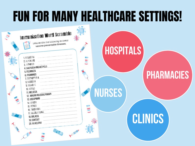 Immunization Word Scramble: Healthcare Game Printable (PDF) - Etsy