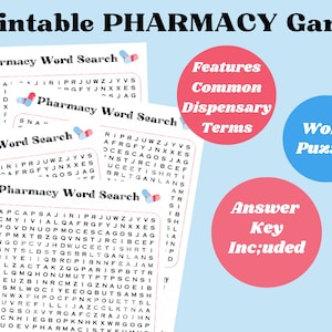Pharmacy Word Search Printable Game: Healthcare Workplace Activity (PDF ...