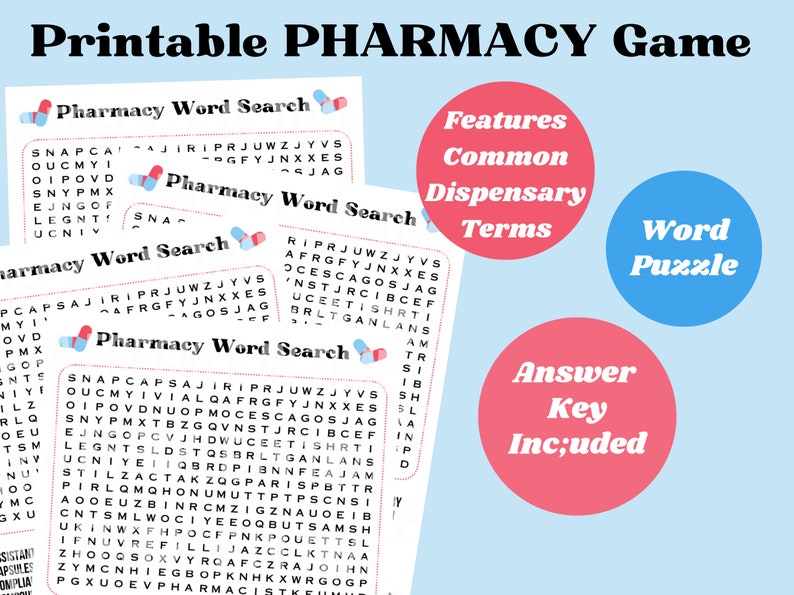 Printable PHARMACY WORD SEARCH Game. Healthcare Professional - Etsy