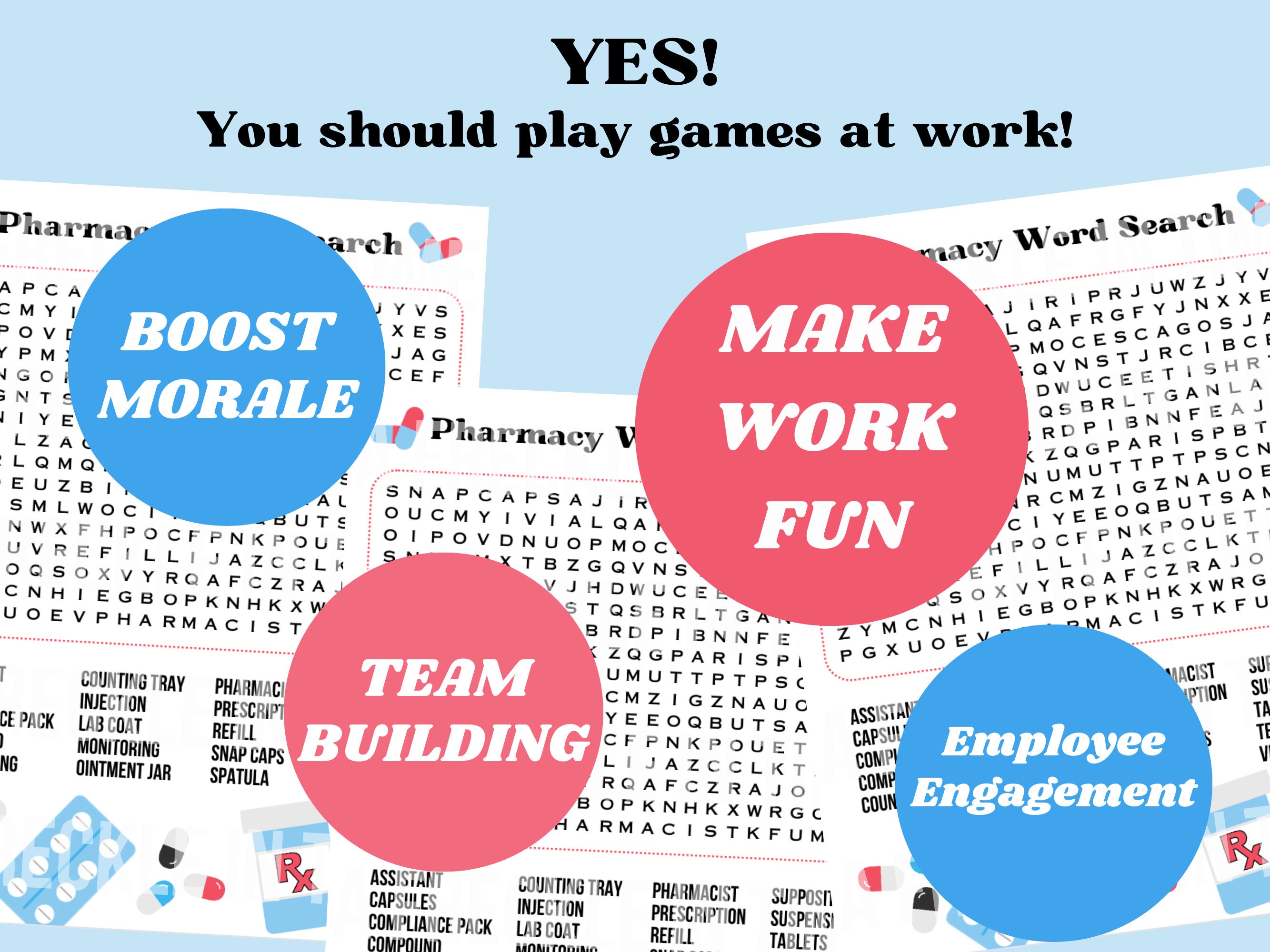 Pharmacy Word Search Printable Game: Healthcare Workplace Activity (PDF ...