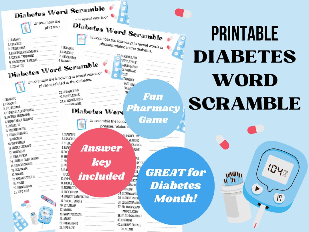 Printable DIABETES WORD SCRAMBLE Game - Fun Healthcare Activity for ...