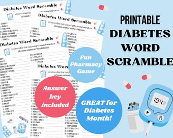 DIABETES WORD SEARCH Printable Game for Patients, Nurses, Doctors ...