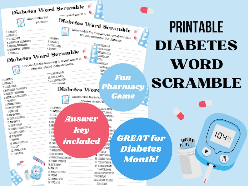 Diabetes Word Scramble Game: Healthcare Activity (instant Download) - Etsy