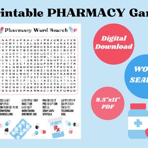 Pharmacy Word Search Printable Game: Healthcare Workplace Activity (PDF ...