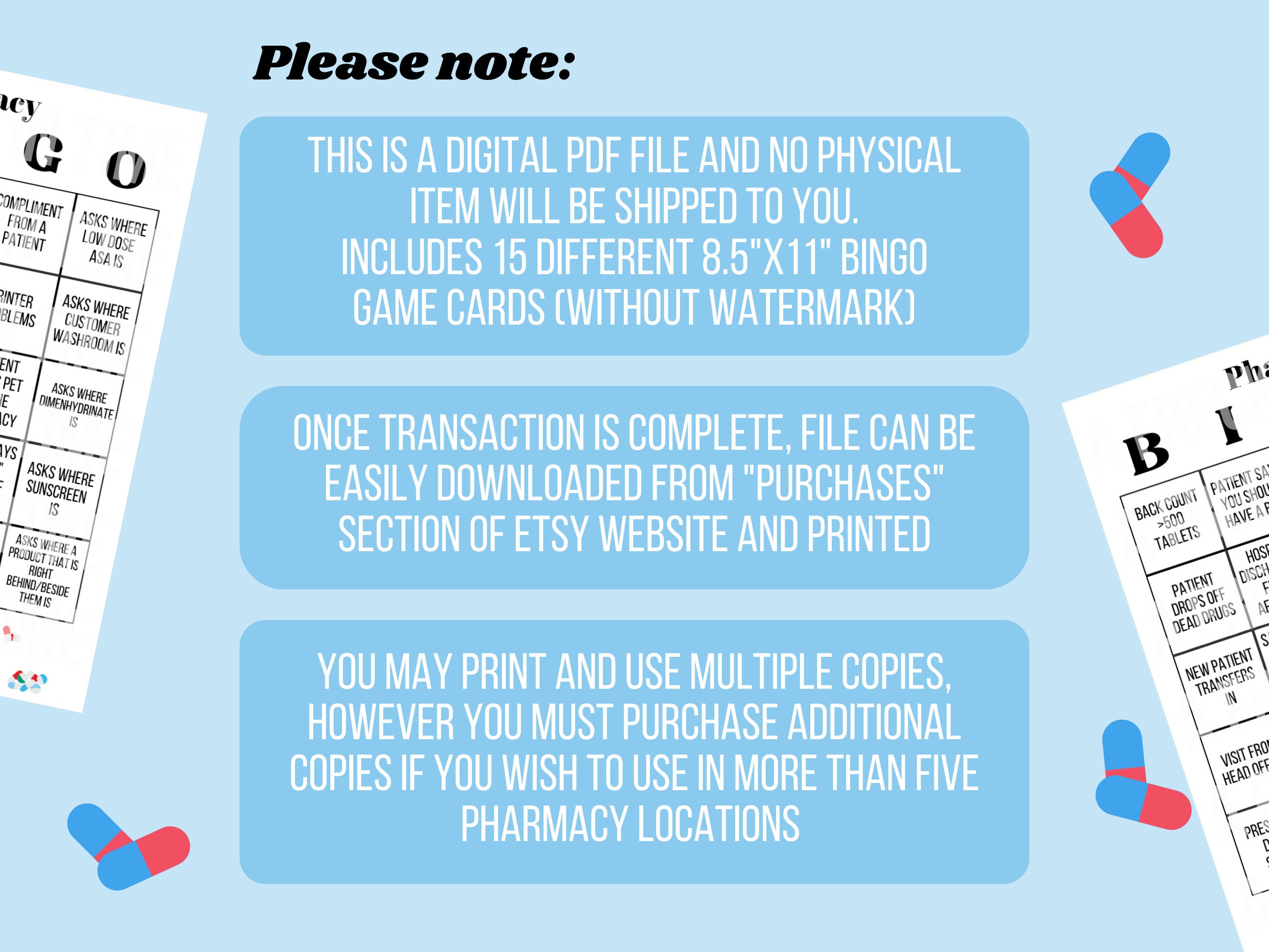 PHARMACY BINGO Game Printable. 15 Cards. Community Practice. Healthcare ...