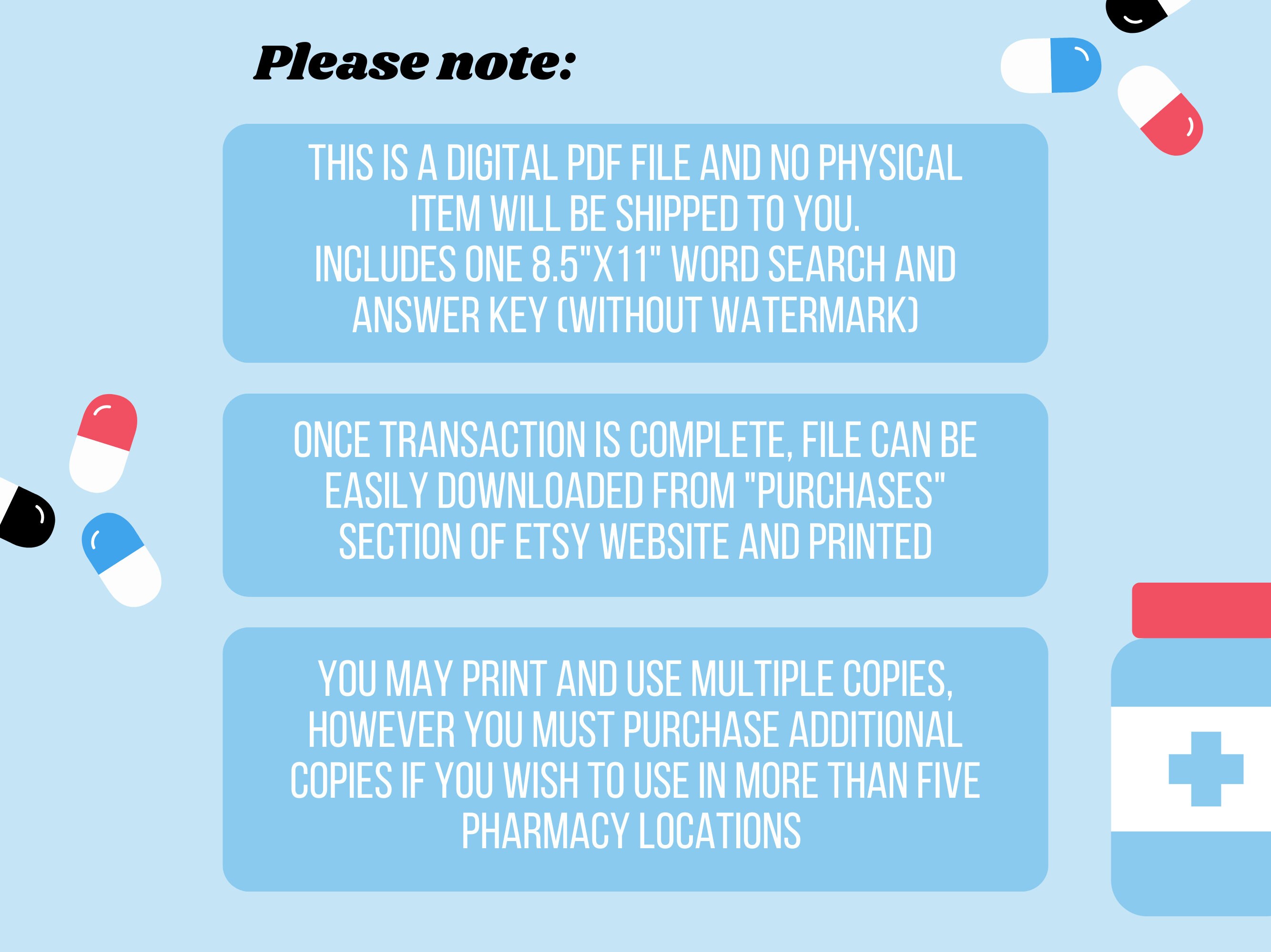 Pharmacy Word Search Printable Game: Healthcare Workplace Activity (PDF ...