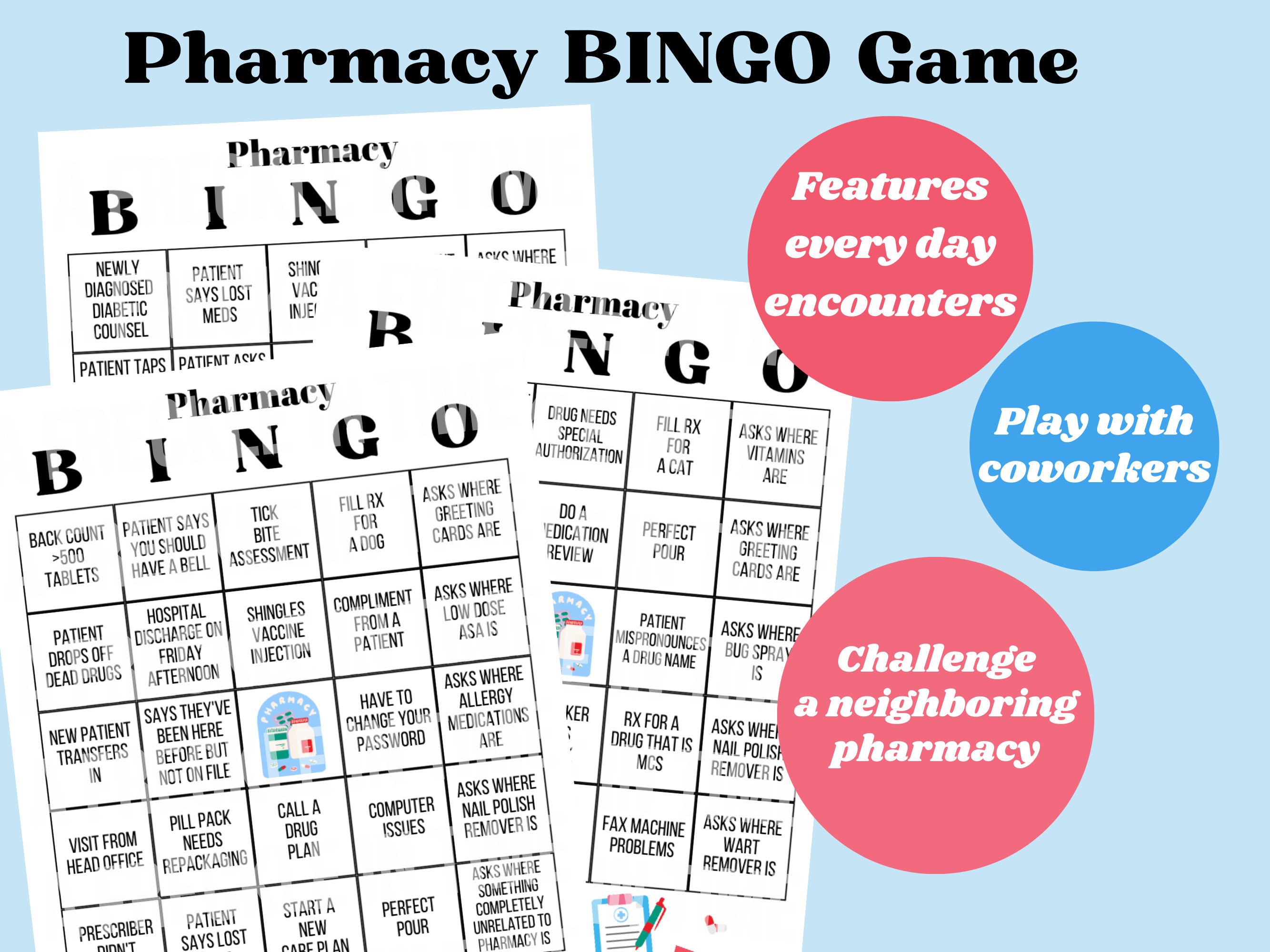 PHARMACY BINGO Game Printable. 15 Cards. Community Practice. Healthcare ...