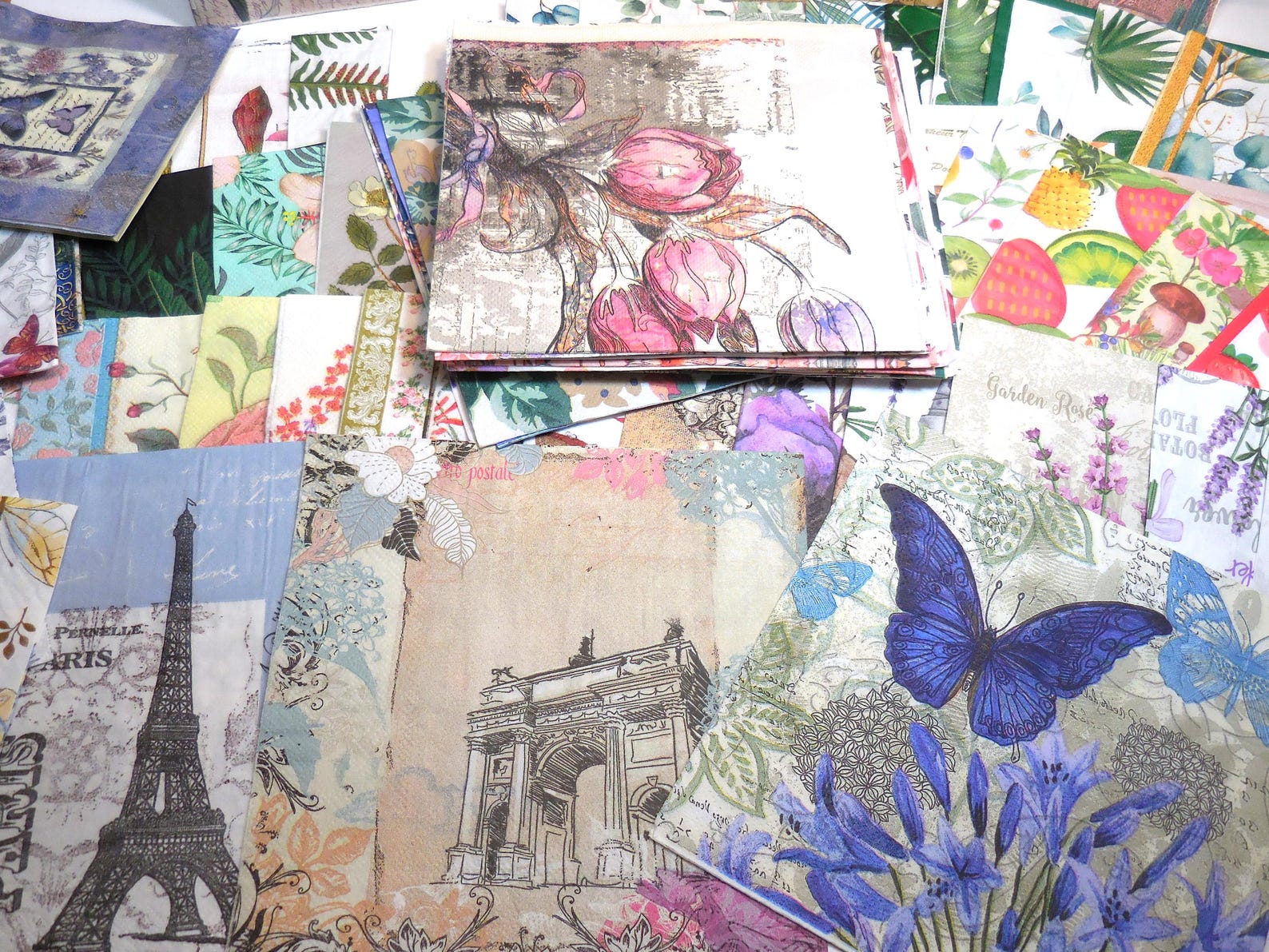 20 Floral & Nature Paper Napkins Decoupage, Assorted Styles ~ Scrapbook ...