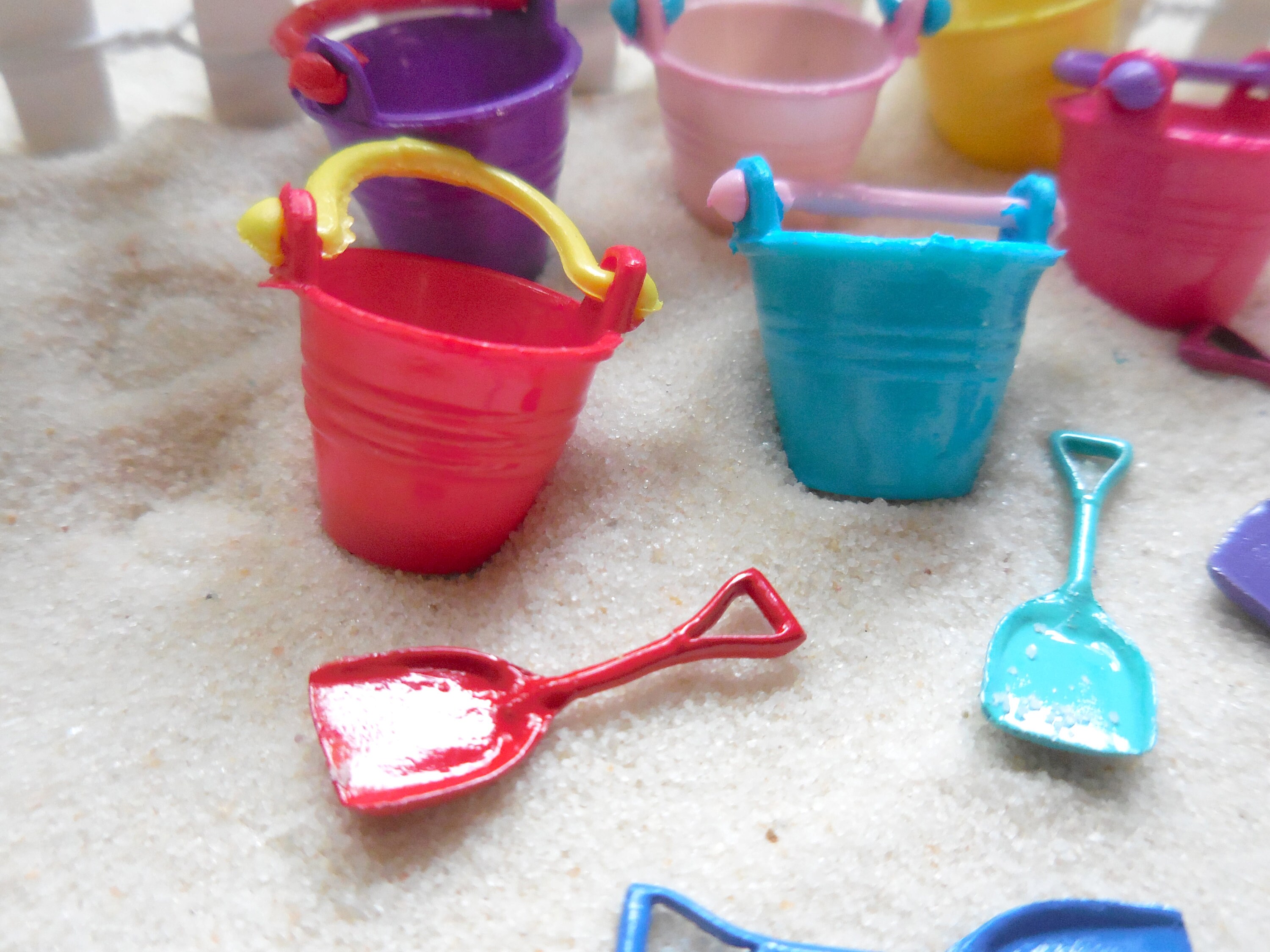 Miniature Beach Sand Pails W/ Shovels, Assorted Colors ~ Fairy Garden ...
