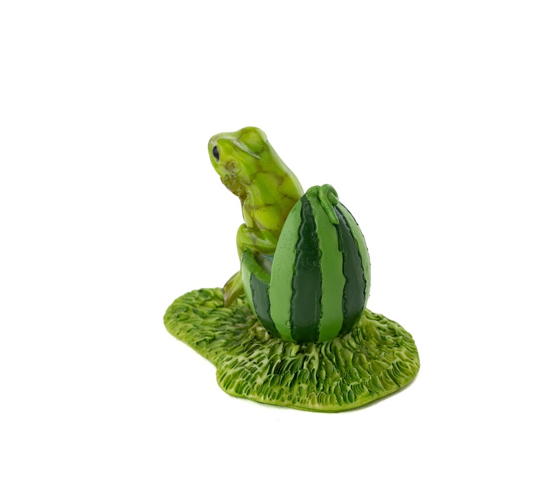Tiny Frog on Watermelon Toilet ~ Woodland Fairy Garden Accessories ...
