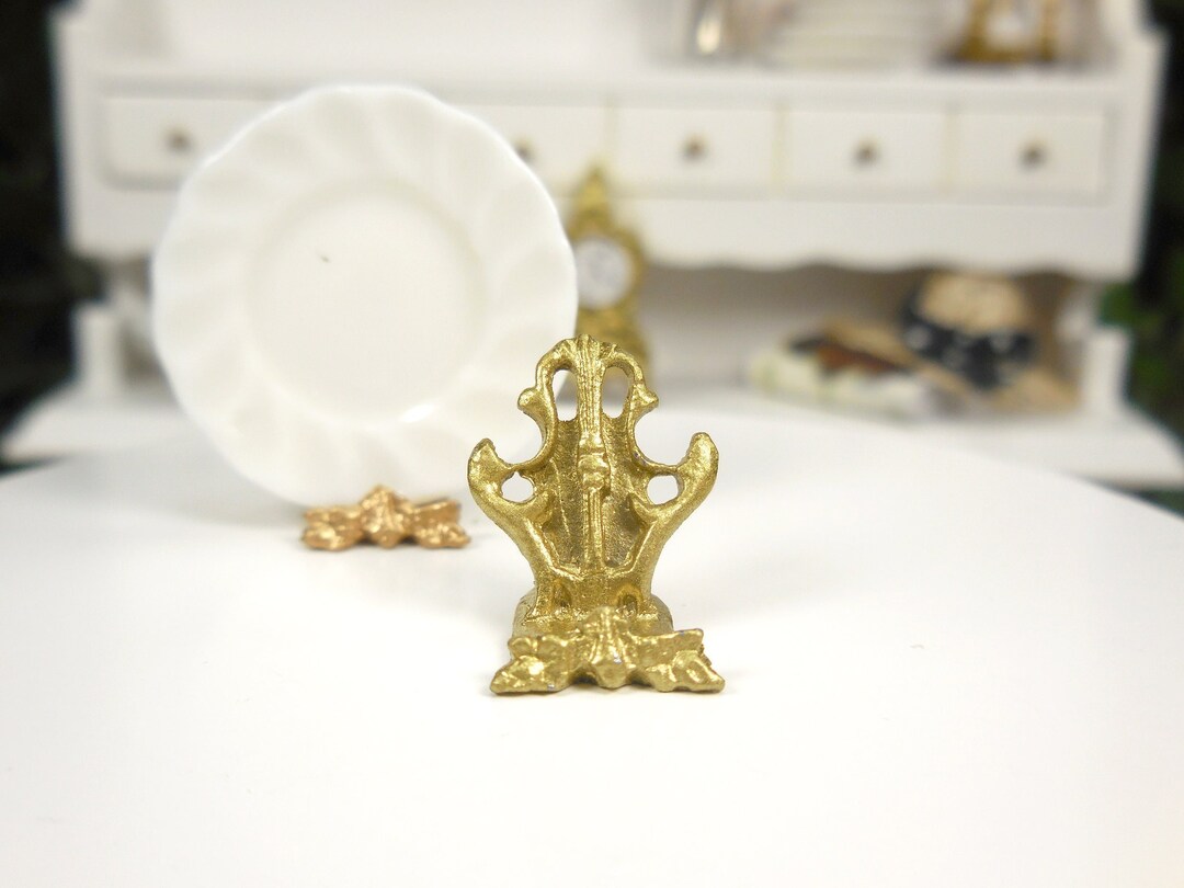 Miniature Gold Toned Antique Plate or Recipe Stand, Metal ~ Fairy ...