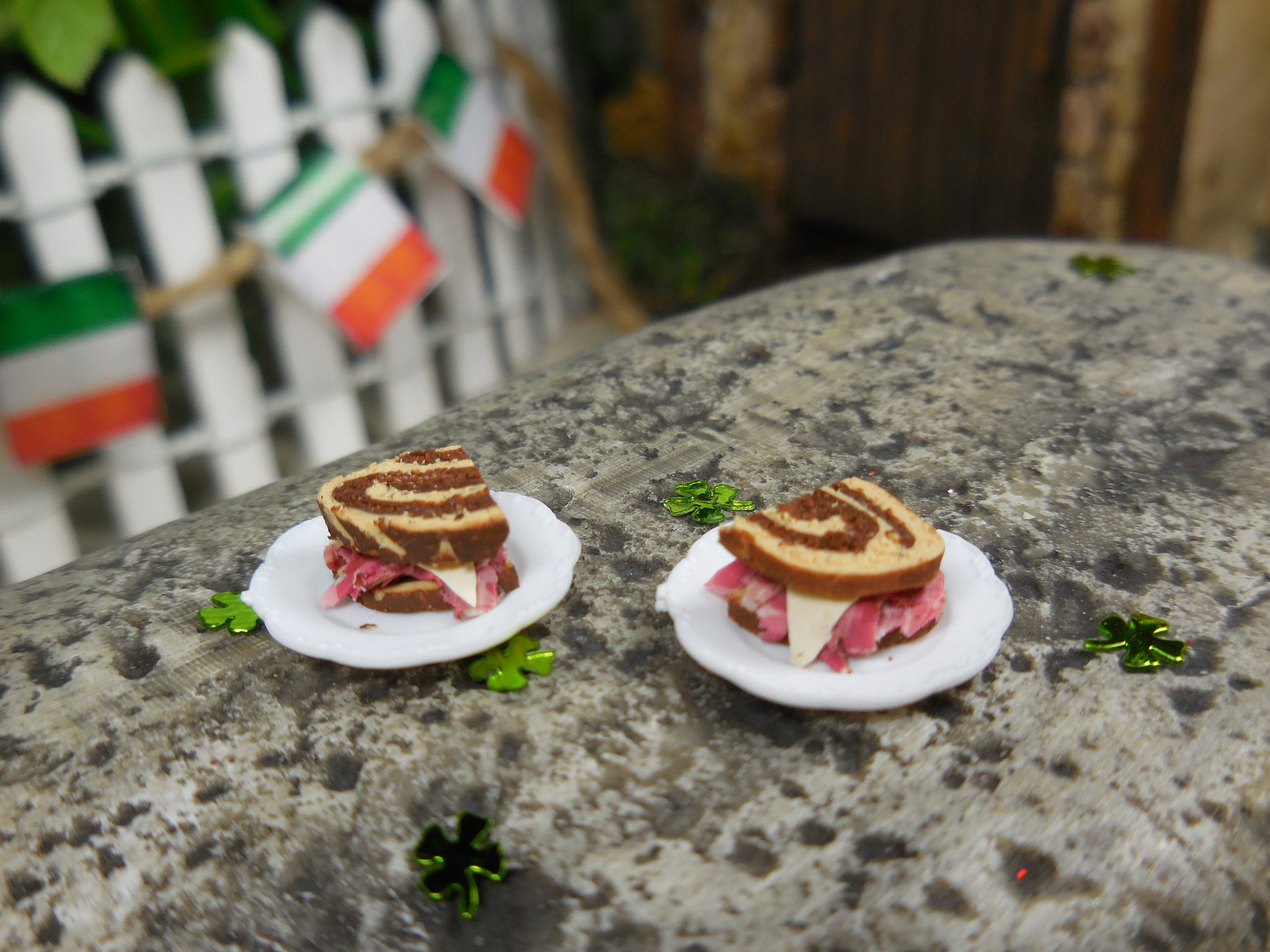 Miniature Corned Beef Rueben Half Sandwich W Plate ~ St. Patrick's Day ...