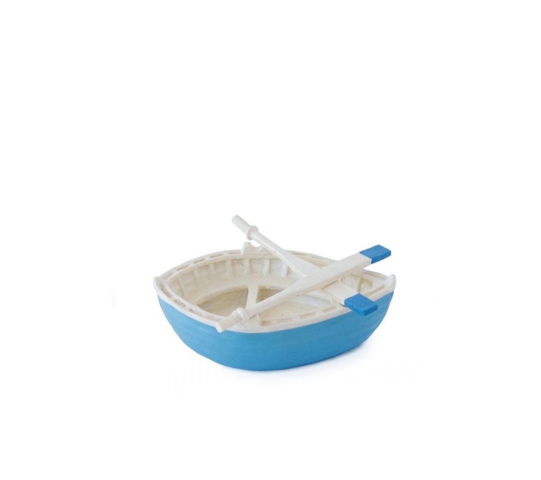Miniature Blue Row Boat Figurine W/ Paddles ~ Beach Themed Fairy ...