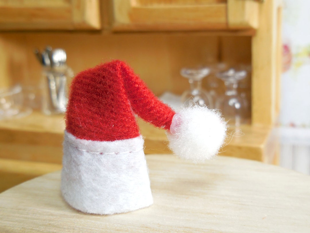 Miniature Fabric Santa Hat in Red ~ Winter Fairy Garden & Dollhouse ...