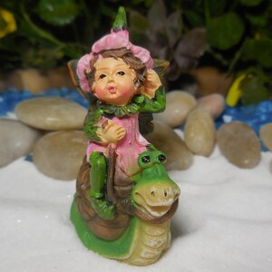 Miniature Fairy on Pet Snail Little Flower Fairy Figurine on Giant ...