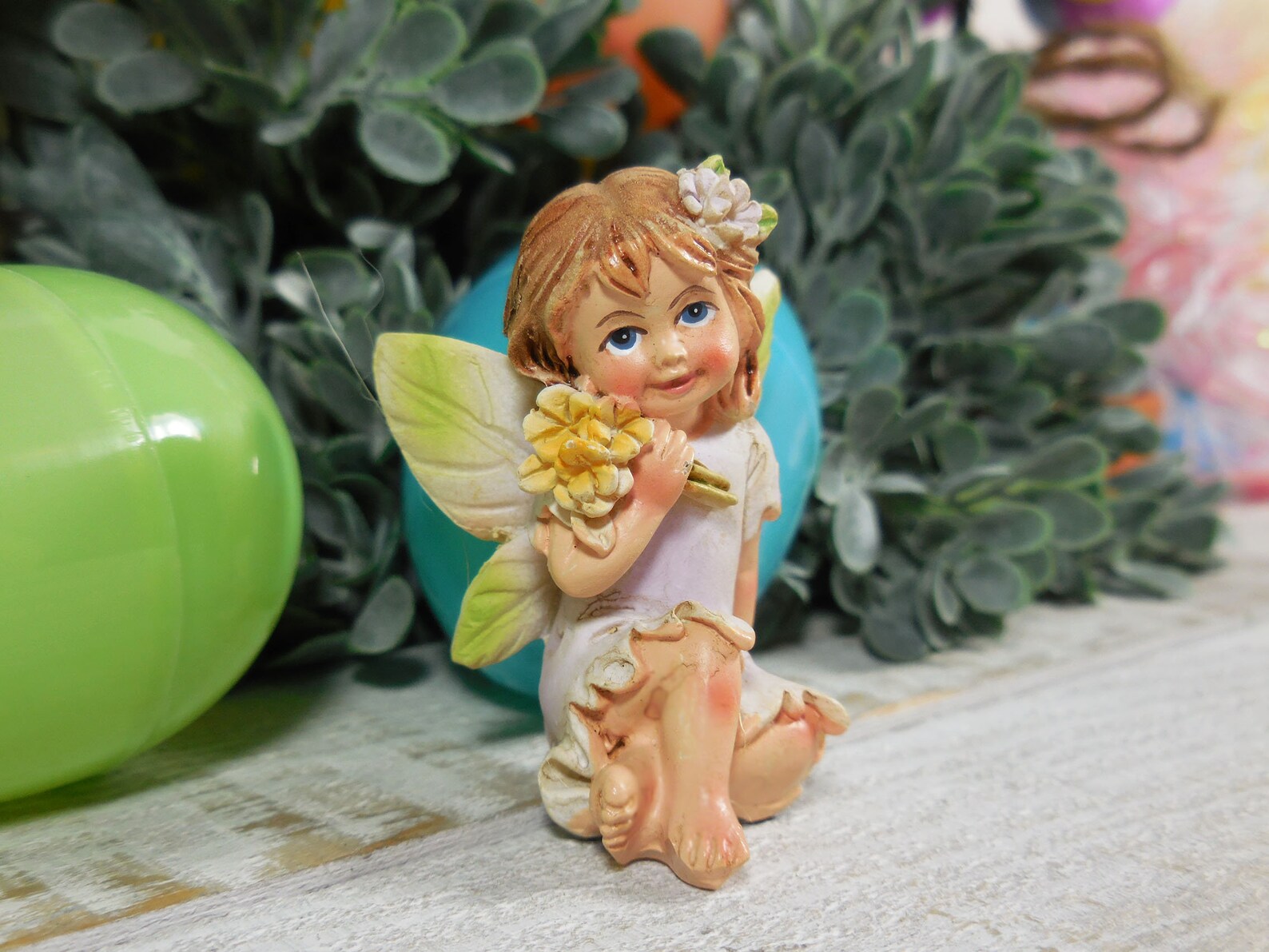 Easter Fairy Figurine W/ Daffodil Bouquet Spring Fairy - Etsy