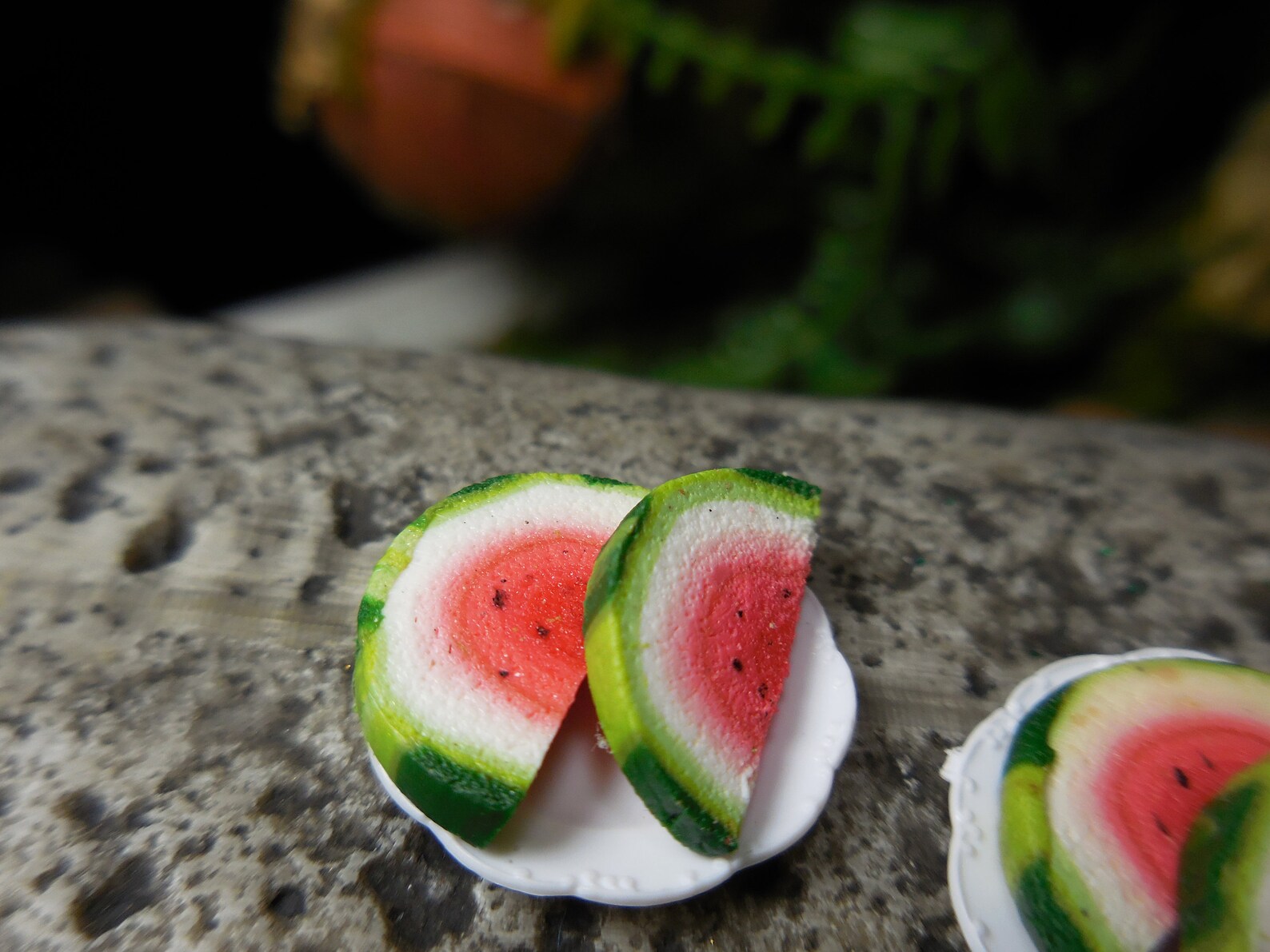 Miniature Realistic Watermelon Slices on Plate ~ Fairy Garden Accessory ...