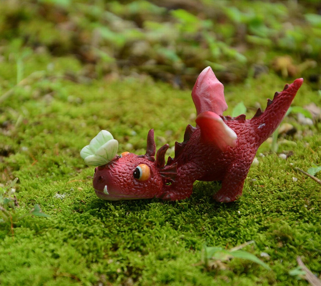 Miniature Red Winged Dragon W/ Butterfly Figurine ~ Fairytale Fairy ...