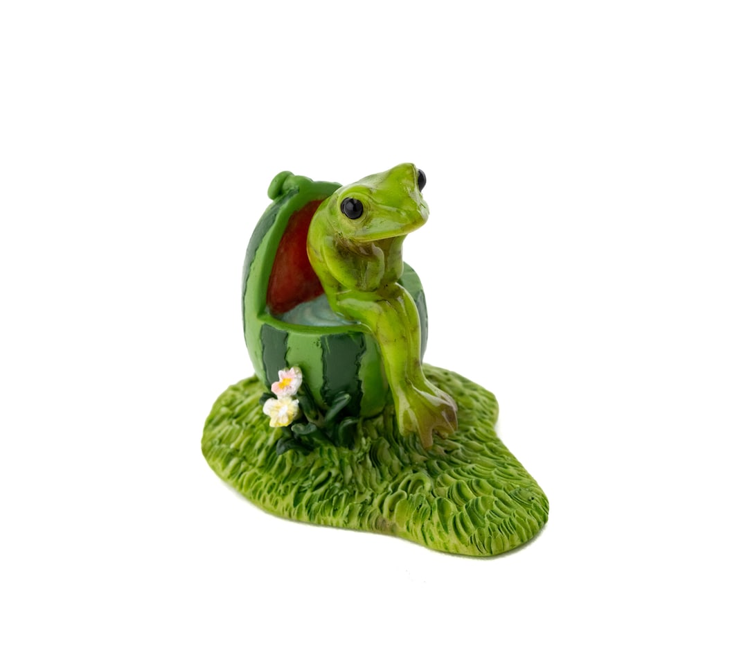 Tiny Frog on Watermelon Toilet ~ Woodland Fairy Garden Accessories ...
