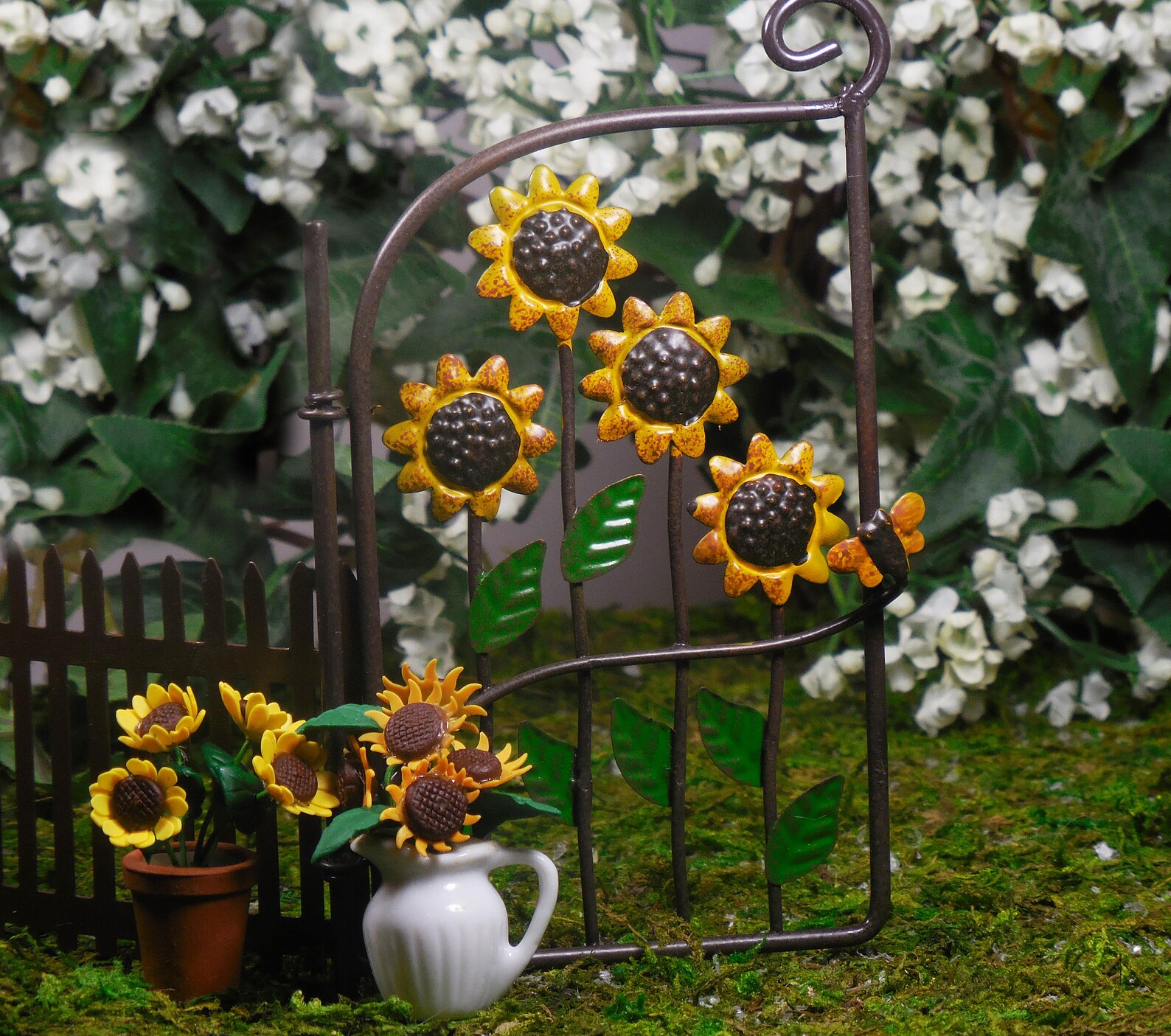 Miniature Sunflower Gate for Fairies ~ Fall Fairy Garden Sunshine ...