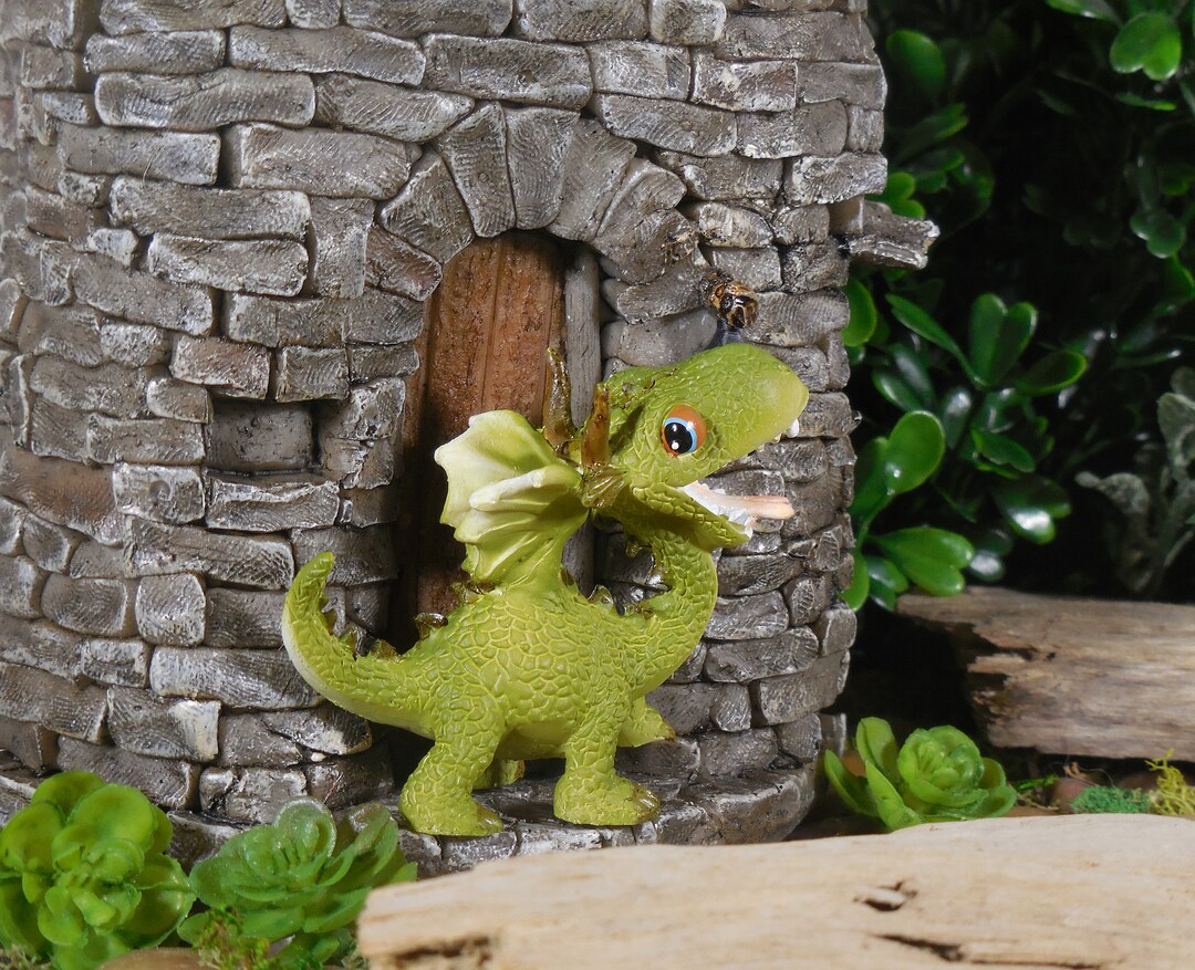 Miniature Happy Dance Baby Dragon Figurine in Green Fairytale Fairy ...