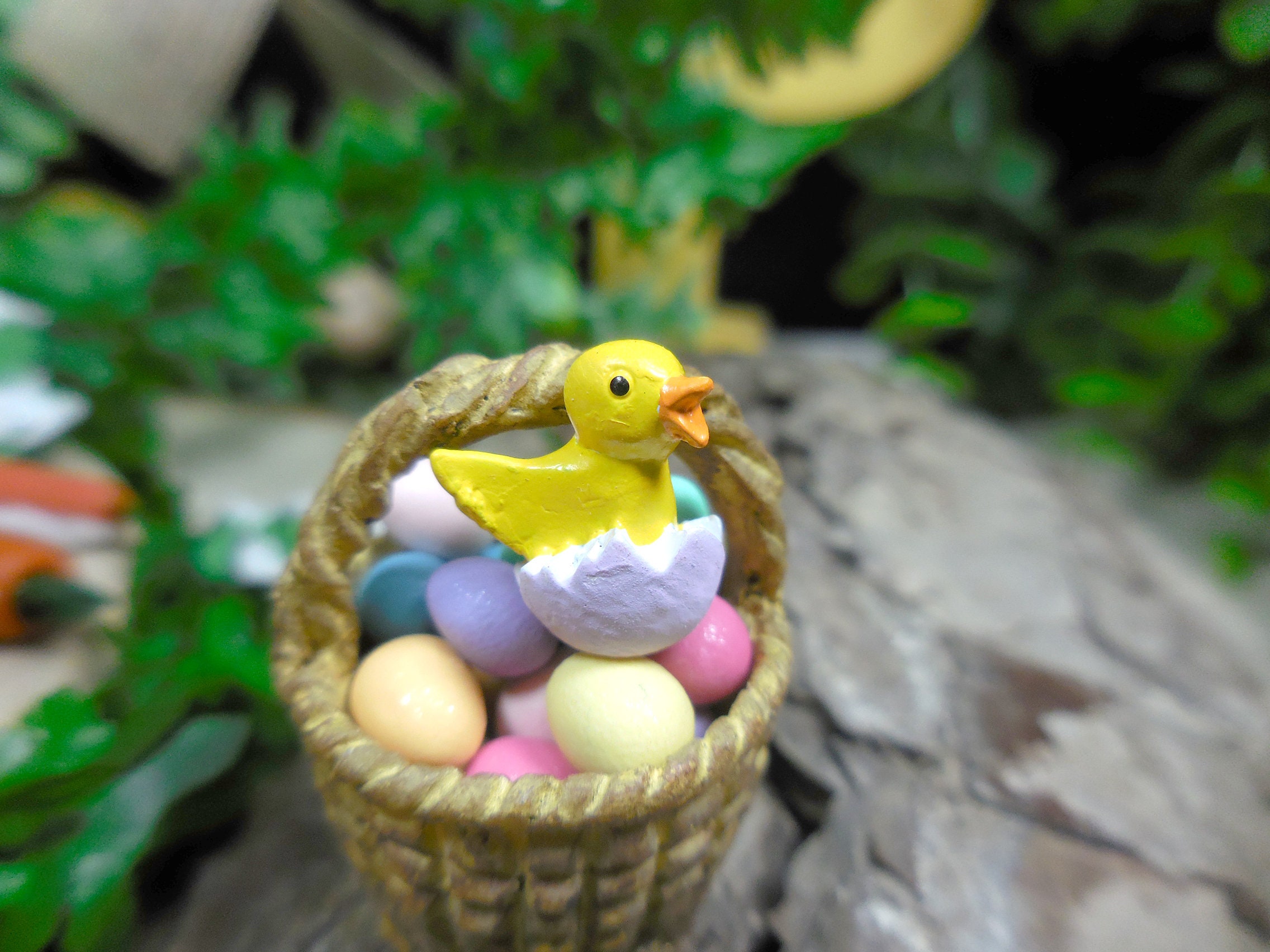 Miniature Baby Chick Figurine in Cracked Colored Egg Shell ~ Easter ...