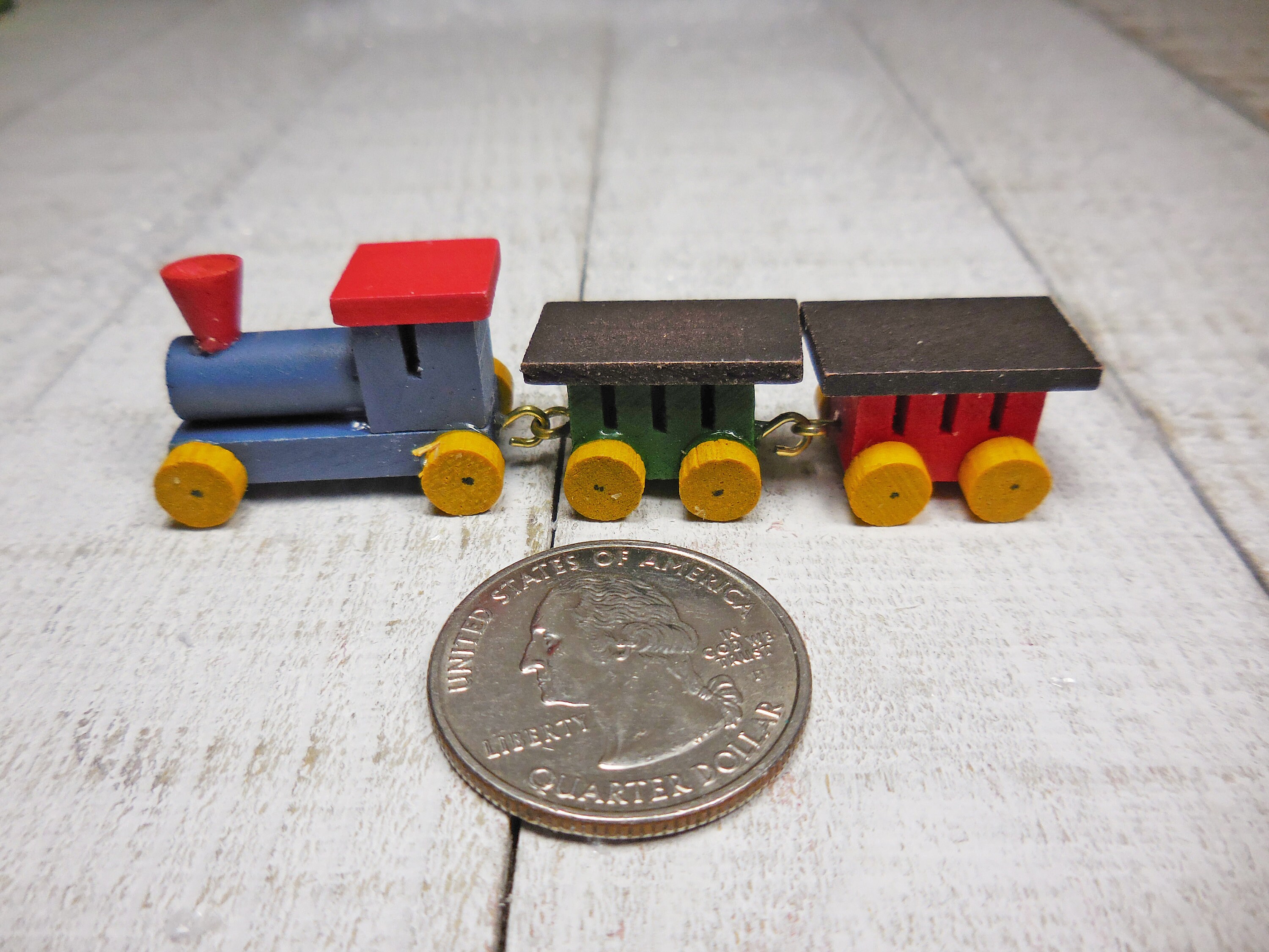Miniature Toy Train W/ 4 Cars Christmas Fairy Garden | Etsy
