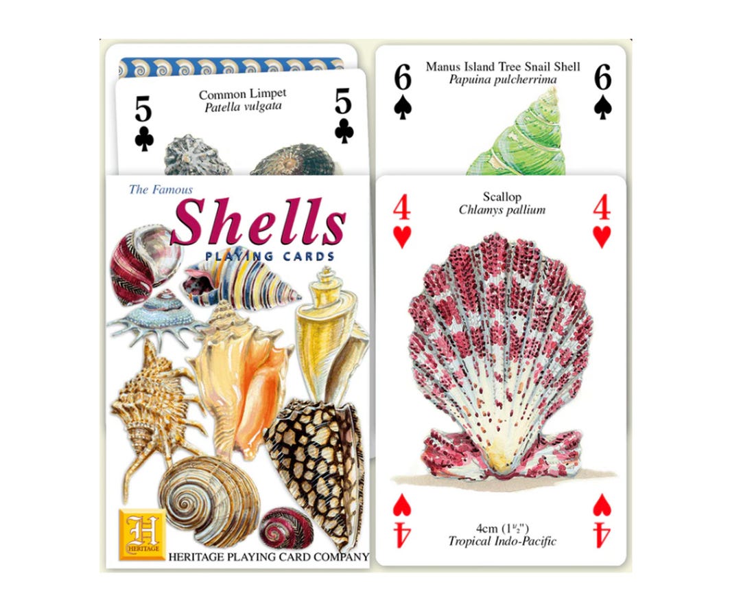 Famous Shells Playing Cards ~ Nautical Card for Scrapbooking, Collages ...