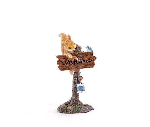 Miniature Squirrel Painting Welcome Sign Easter Fairy Garden - Etsy