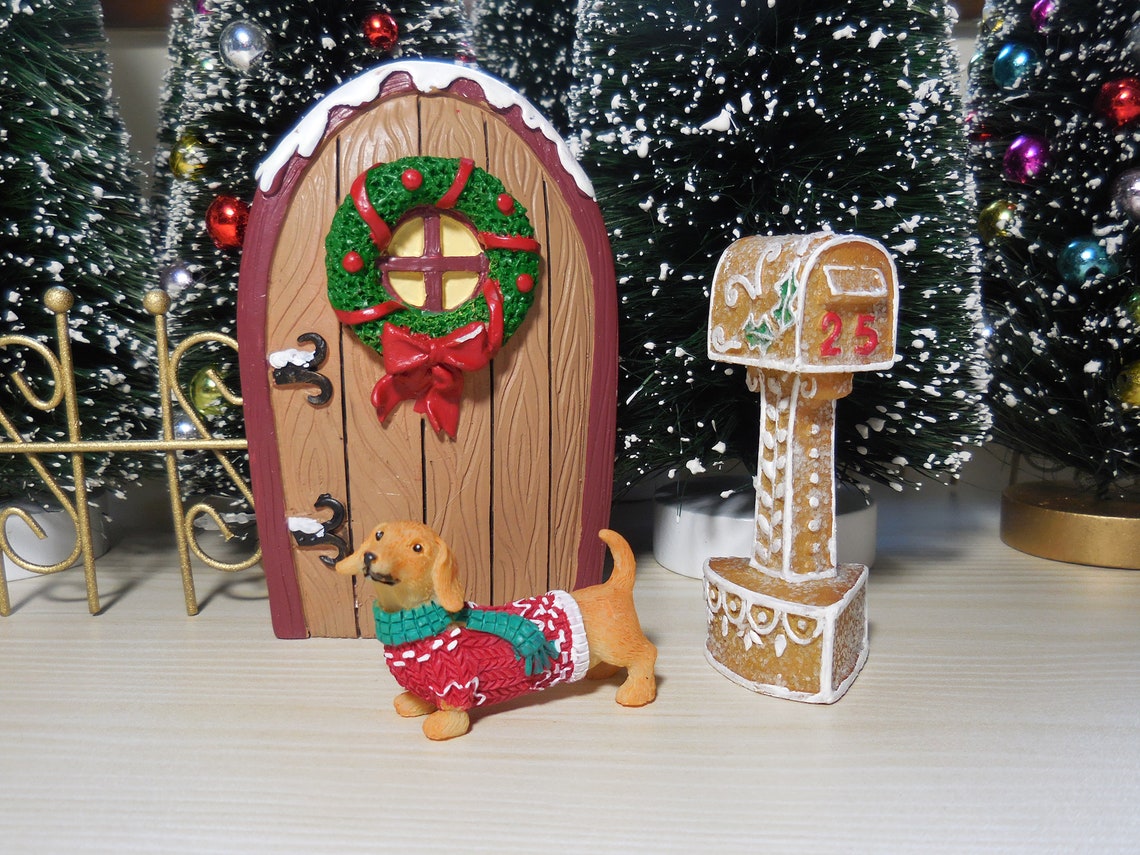 Miniature Christmas Door Set W/ Gingerbread Mailbox & Choice - Etsy