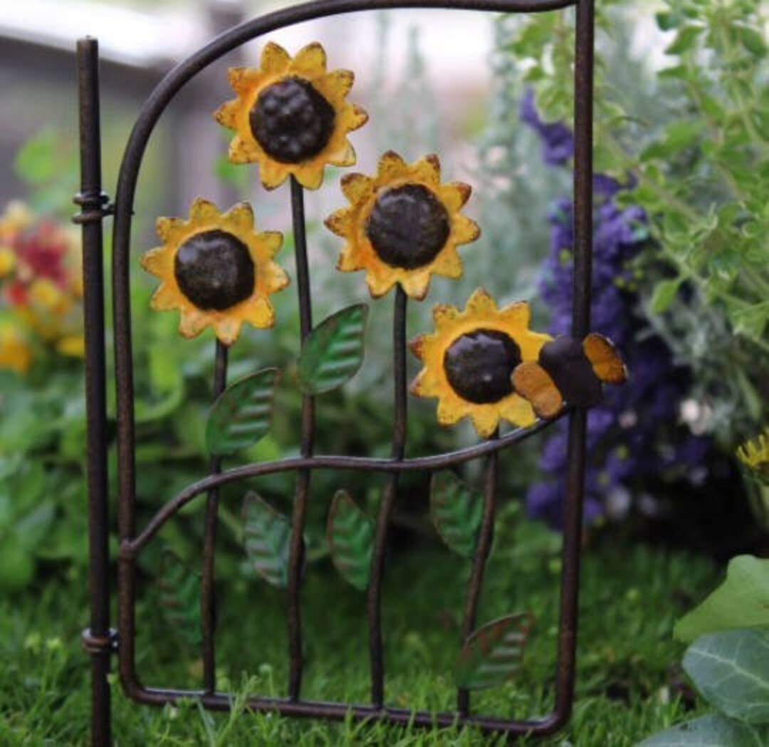 Miniature Sunflower Gate for Fairies Fall Fairy Garden Sunshine Yellow ...