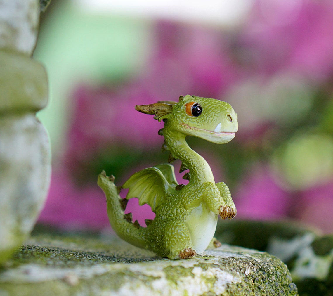 Miniature Baby Green Dragon Learning to Fly Figurine | Etsy