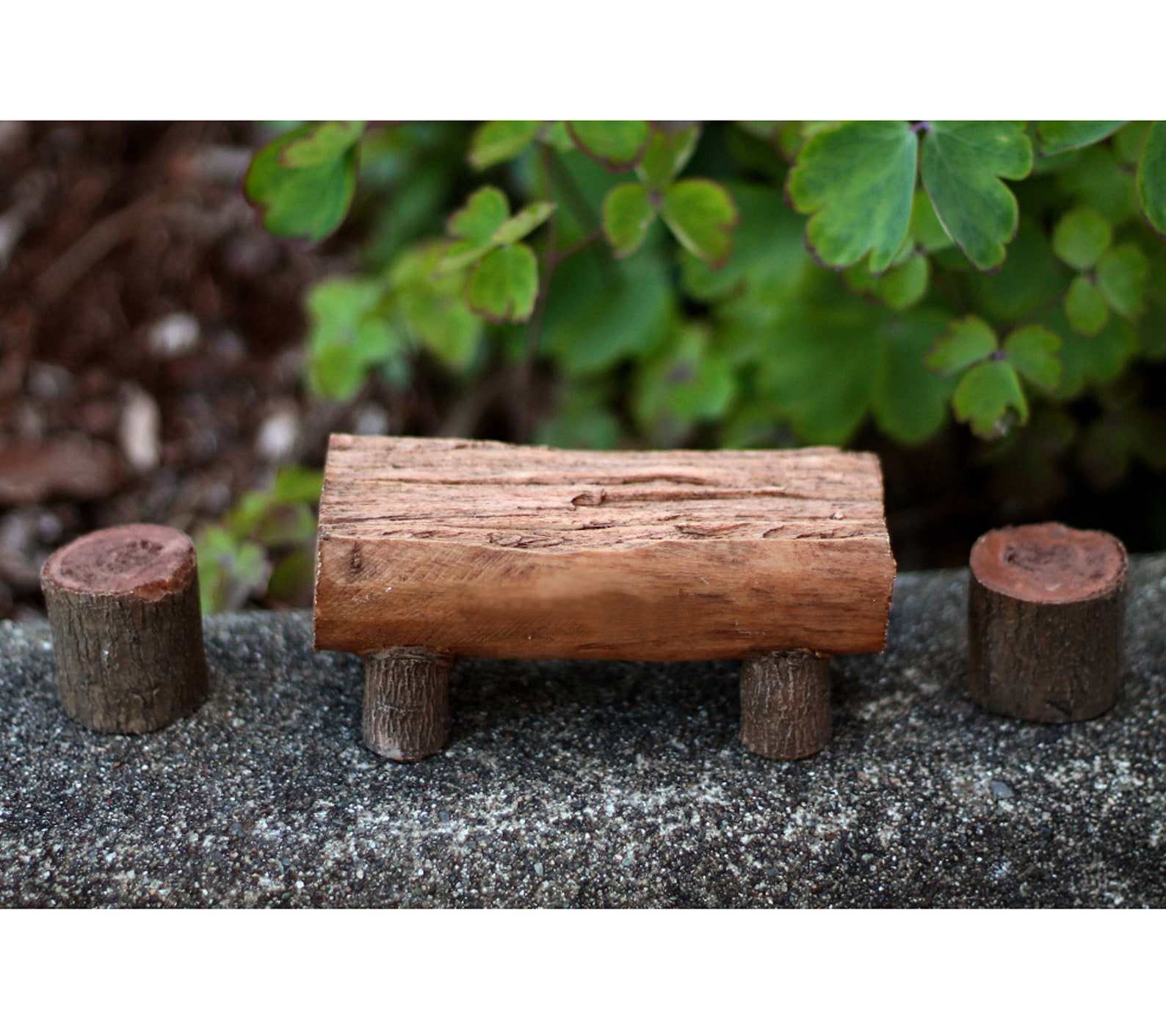 Miniature Log Table w/ 2 Wood Stools Woodland Accessories & | Etsy