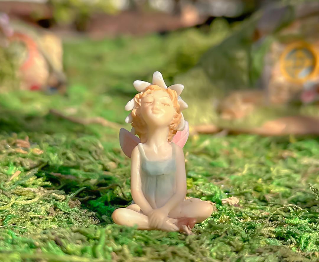 MICRO Miniature Meditating Flower Pixie Figurine ~ Enchanted Forest Fairies Garden, Teacup ...